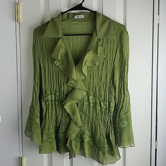 Jaipur | Tops | Jaipur Womens Boho Ruffle Front Blouse Top Med Euc ...